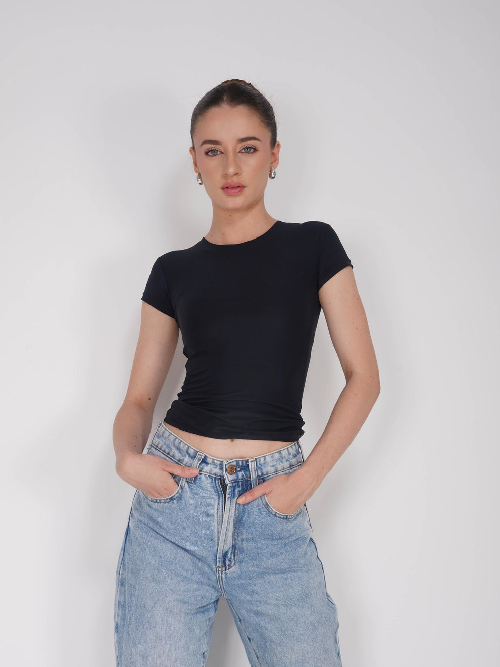 Black Double Layered Fitted Tee - Drift Tee (Onyx)