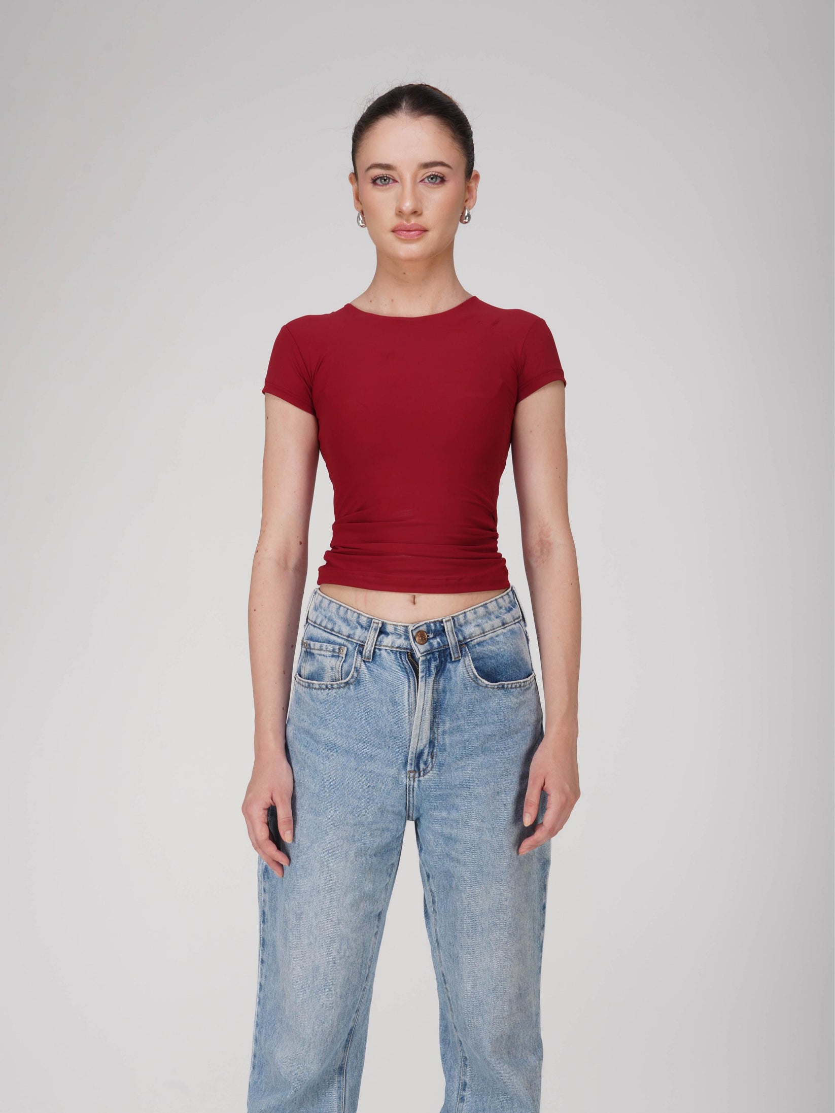 Red Double Layered Fitted Tee - Drift Tee (Cherry)