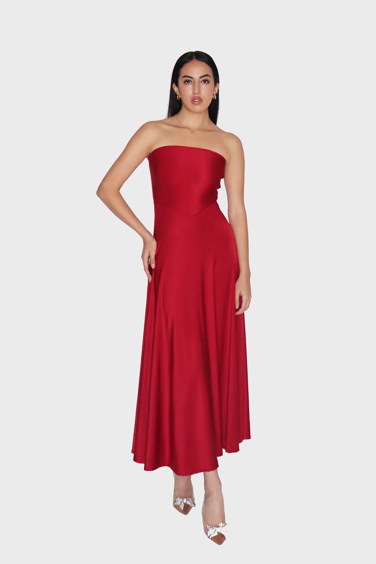 Red Flare Tube Dress - Flow Dress (Cherry)