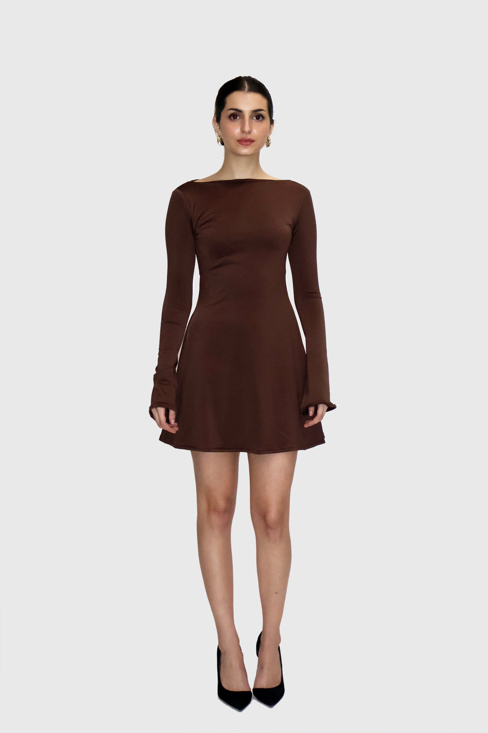 Brown Short Flare Dress - Blair Dress (Coco)